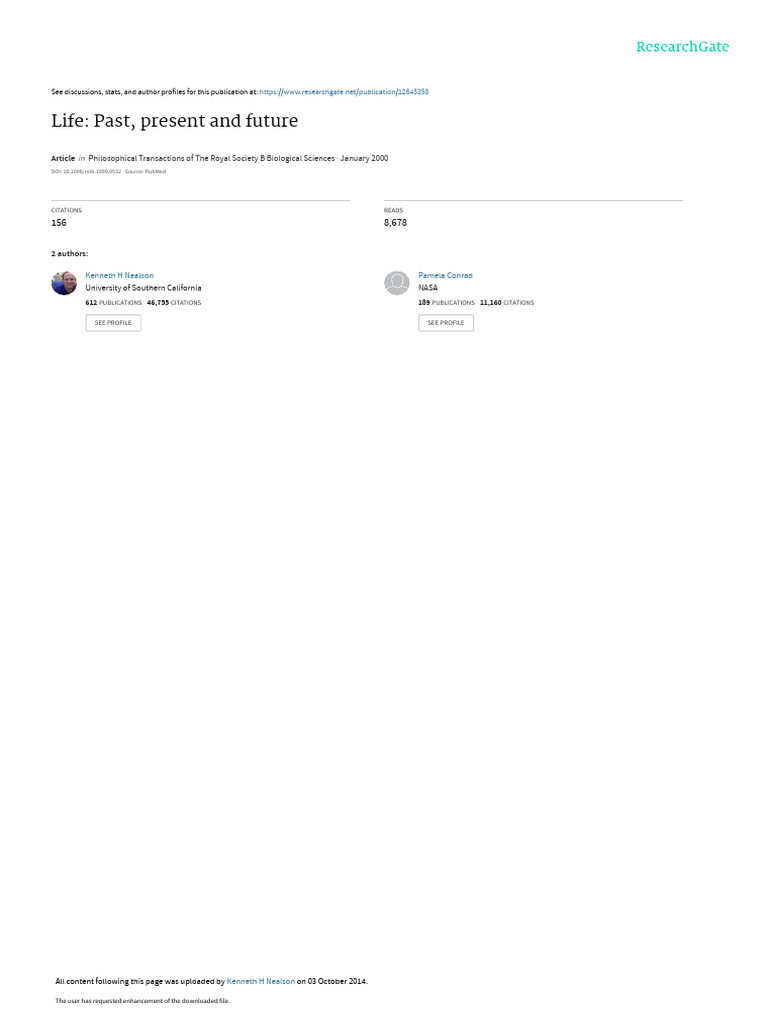 Life Past Present and Future | PDF