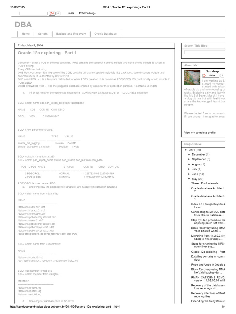 Dba Oracle 12c Exploring Part 1 Pdf Databases Oracle Corporation