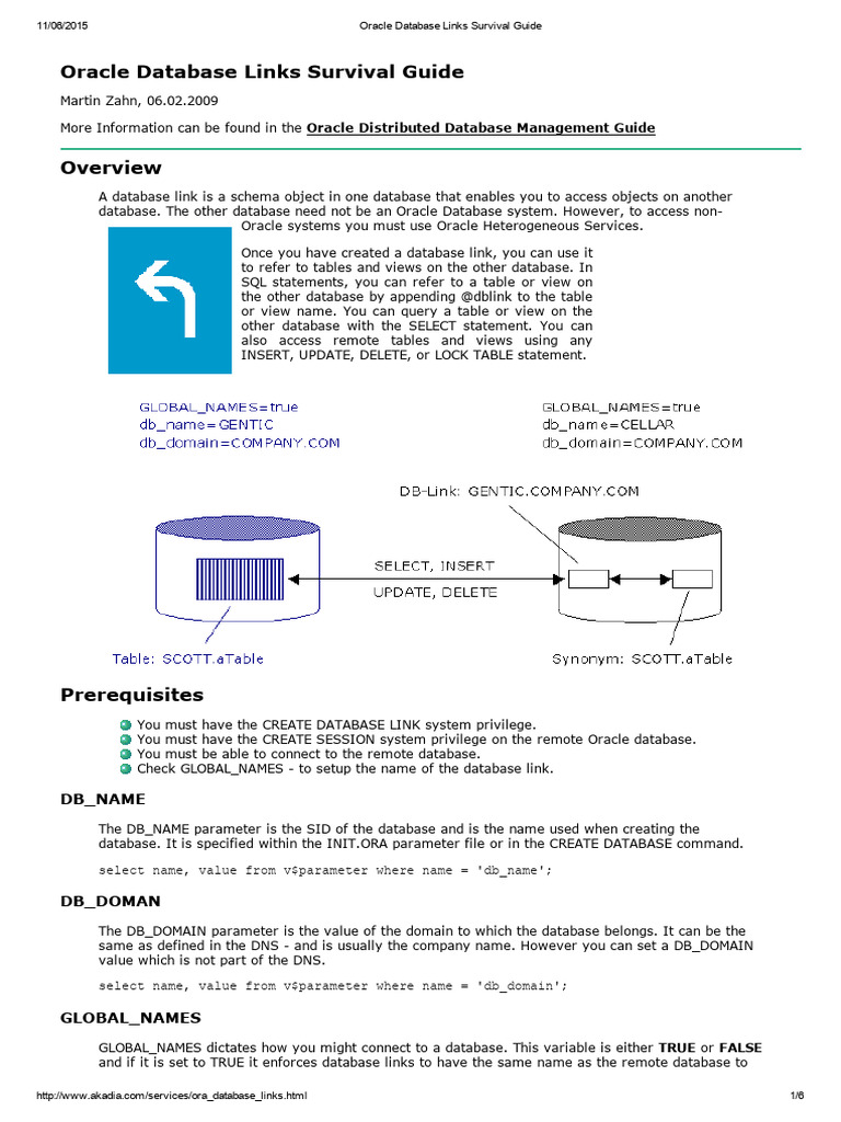 Oracle Database Links Survival Guide | Download Free PDF | Databases | Database Transaction