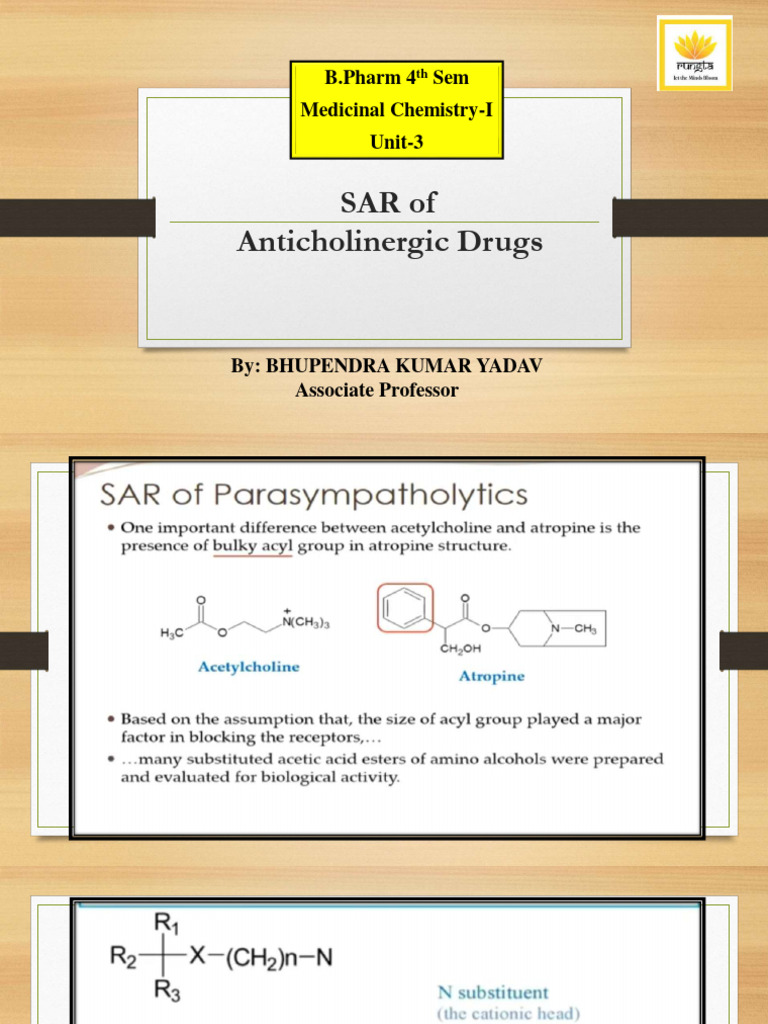 SAR of Anti-Cholinergic Drugs | PDF