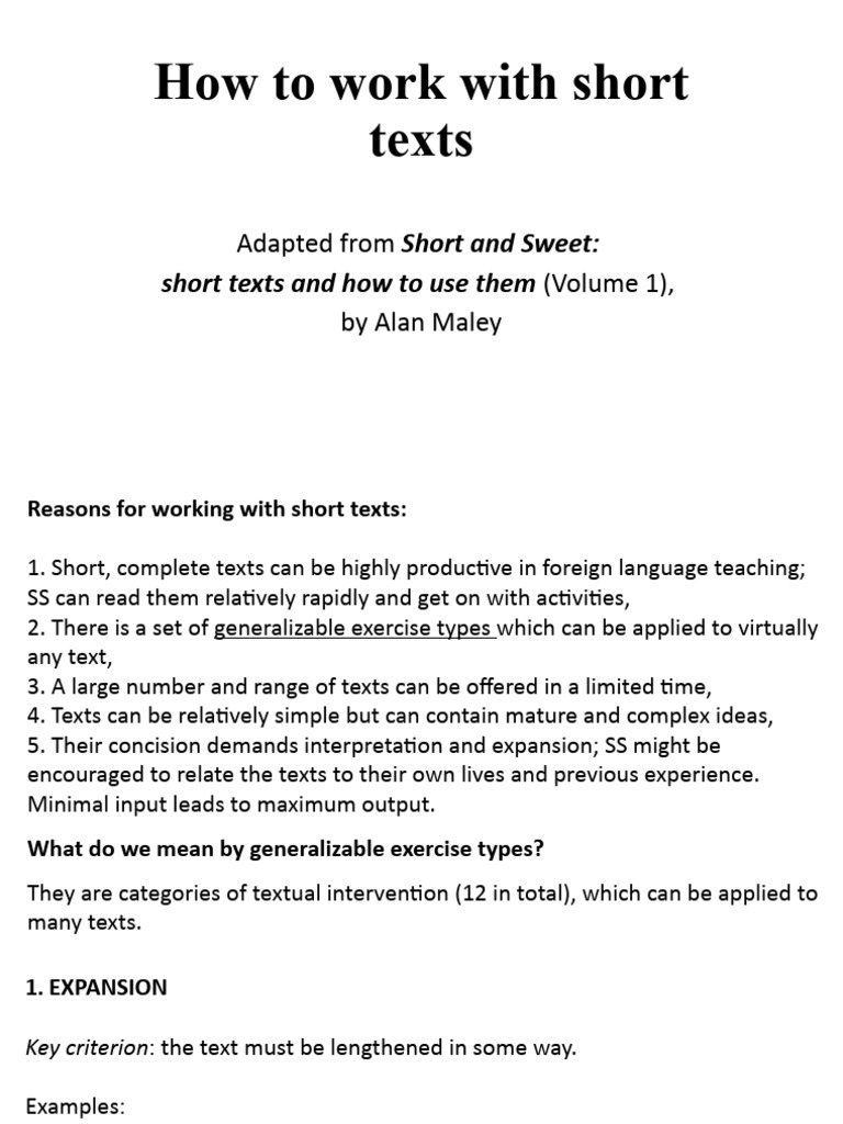 How To Work With Short Texts | PDF