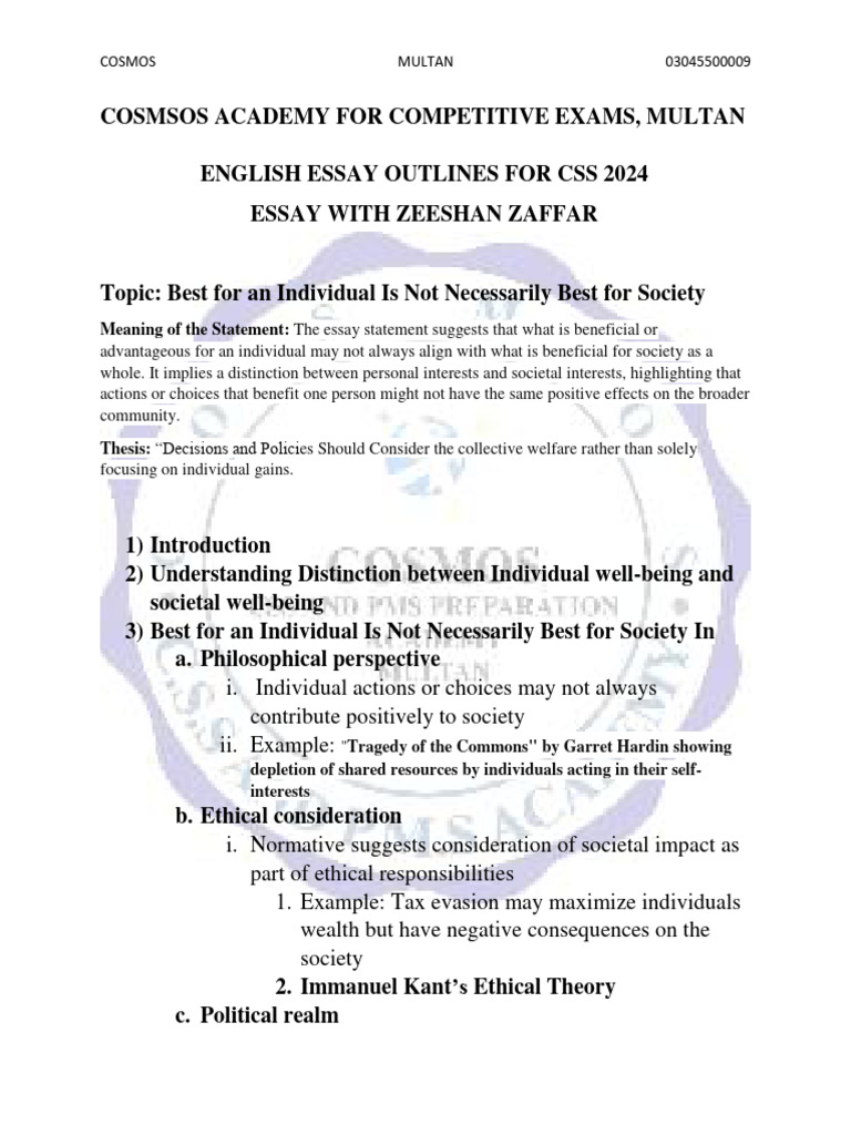 Individual vs. Societal Welfare in Decisions | PDF | Welfare | Justice