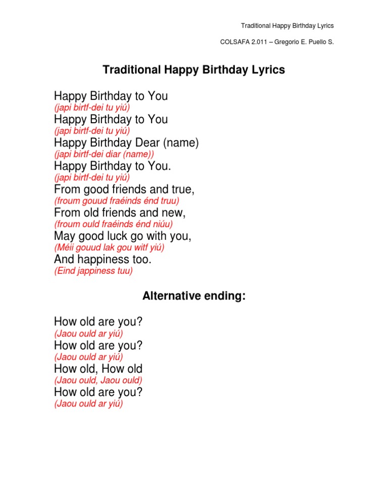 Happy Birthday Complete) | PDF | Language Arts & Discipline