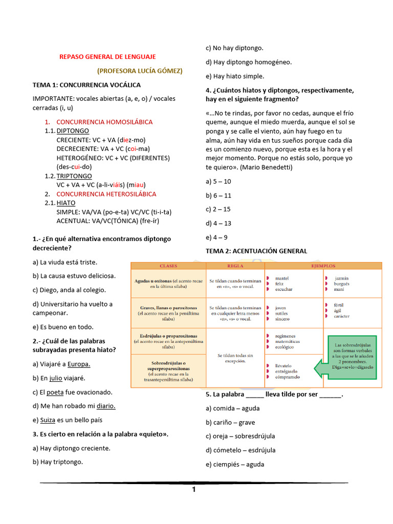 Repaso Lenguaje | PDF | Objeto (gramática) | Sintaxis