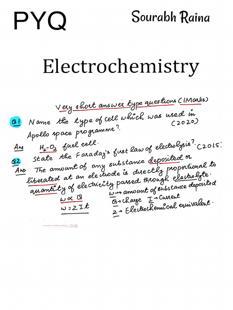 Electrochemistry Pyq | PDF