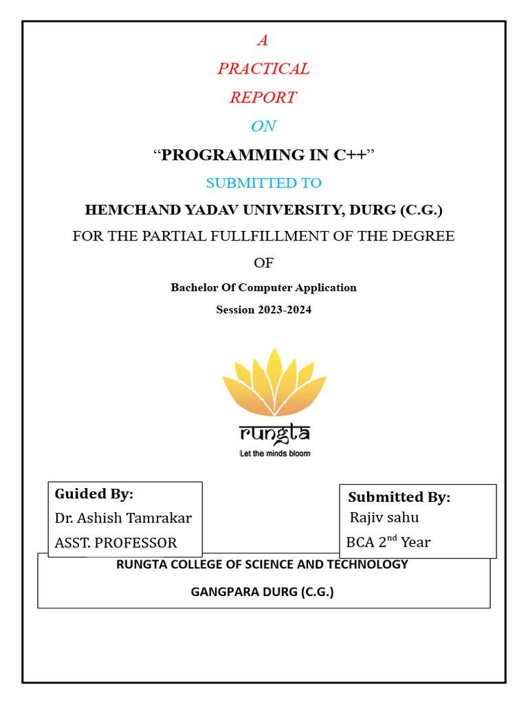 RAJIV SAHU C++ Practicle PDF | PDF | Constructor (Object Oriented ...