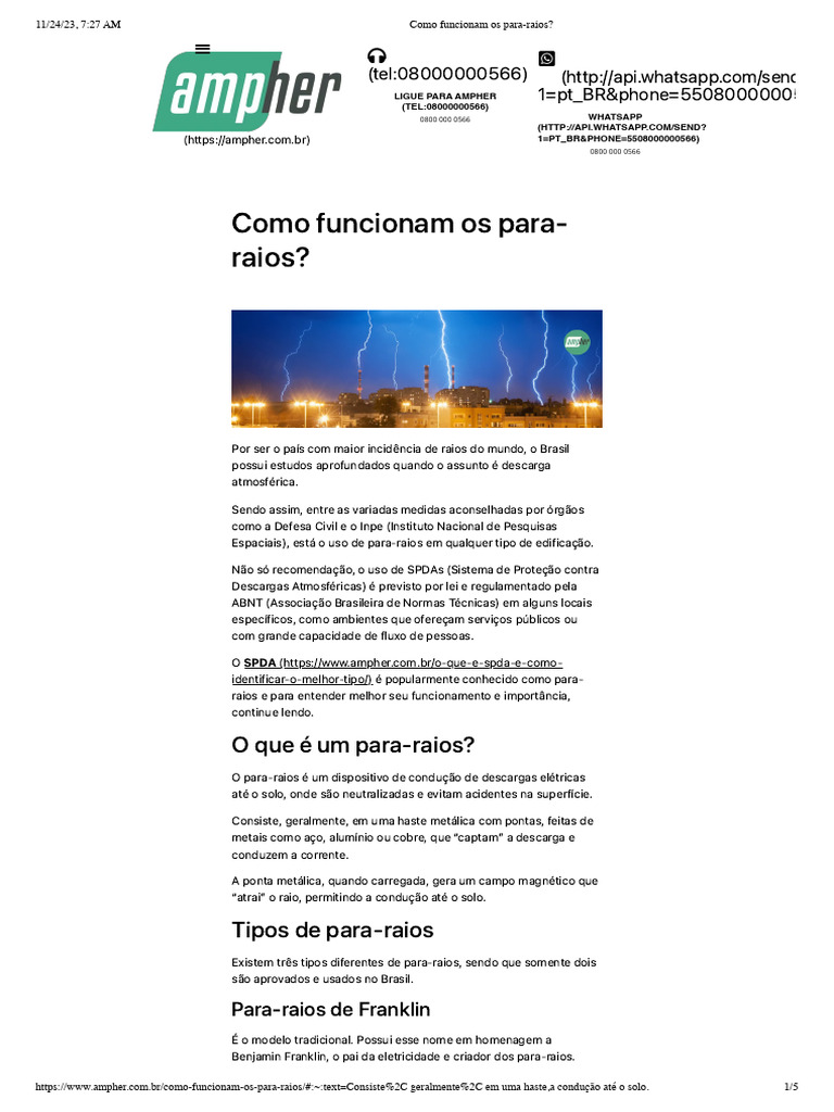 Como Funcionam Os Para-Raios | PDF | Relâmpago | Natureza