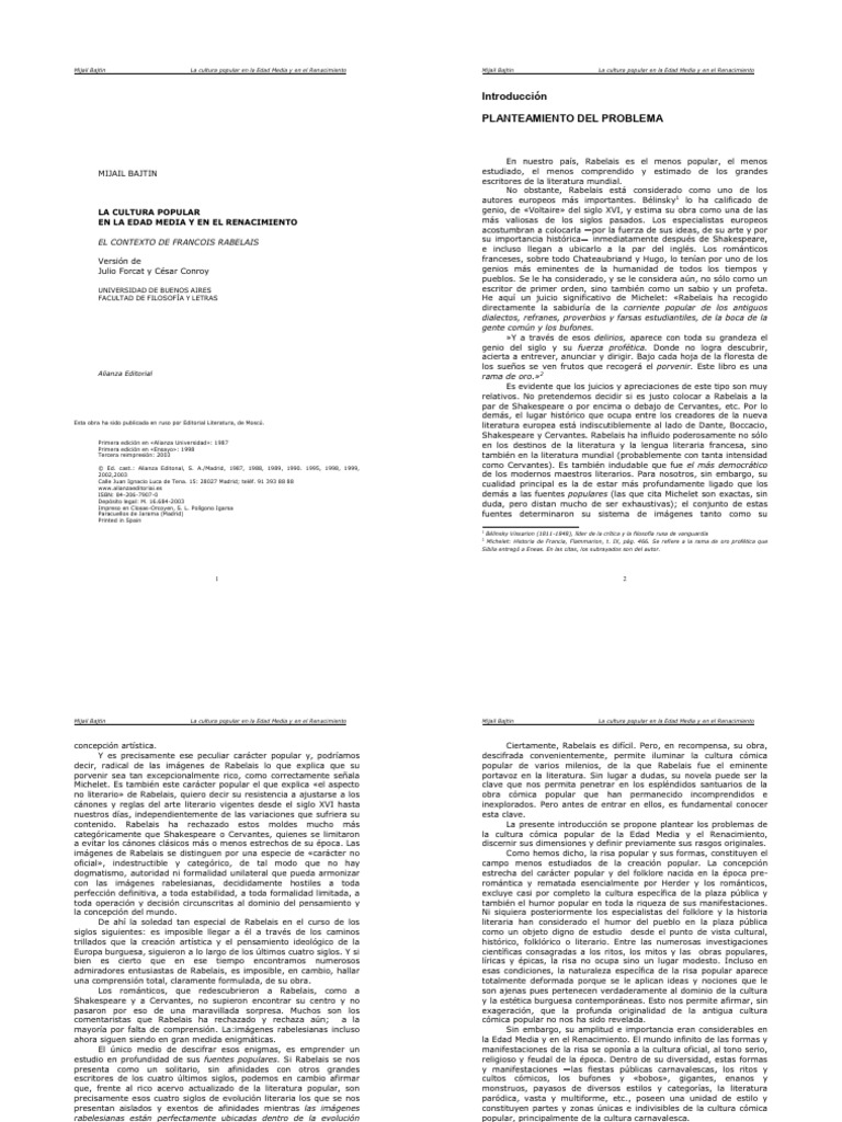 Bajtin | PDF | Carnaval | La risa