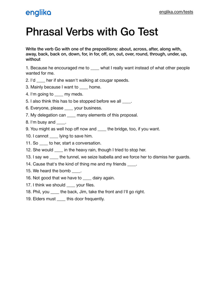 Phrasal Verbs With Go Test en | PDF