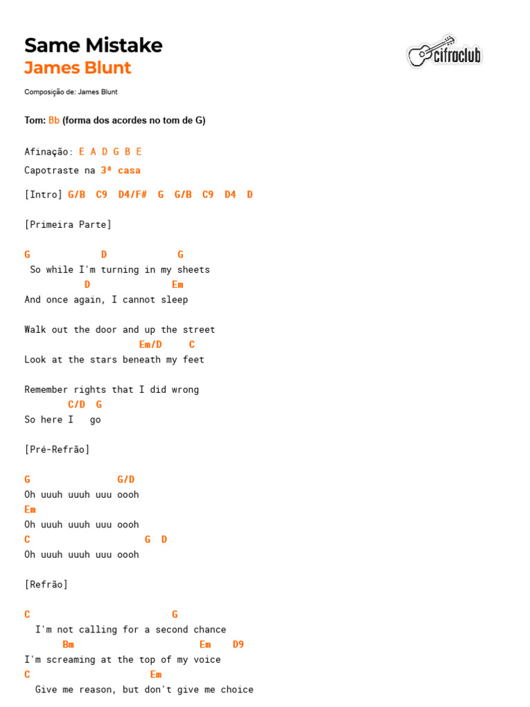 James Blunt - Same Mistake | PDF