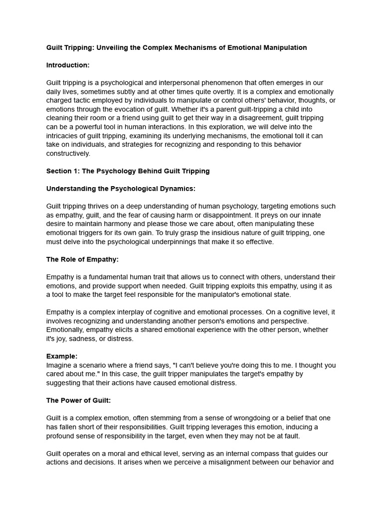 Guilt Tripping | PDF | Empathy | Guilt (Emotion)