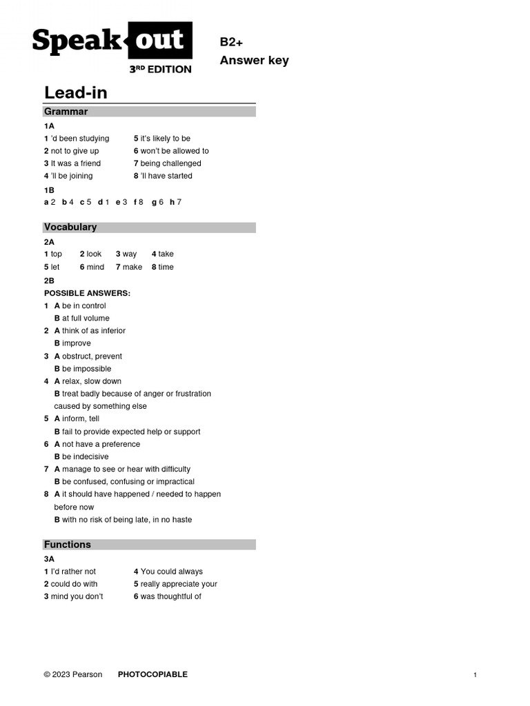 Speakout 3rd B2+ Student - S Book Keys | PDF | Employee Benefits | Sentence (Linguistics)