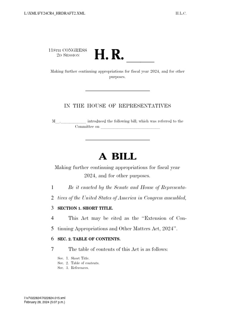 Extension of Continuing Appropriations and Other Matters Act, 2024 ...
