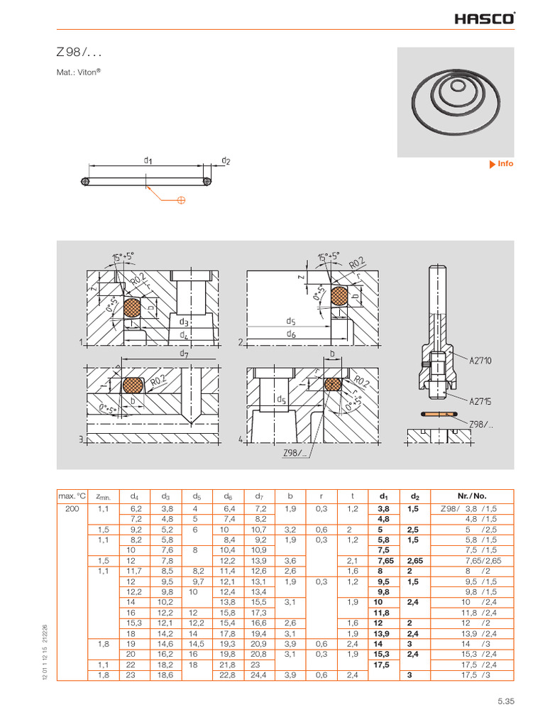 HASCO O Ring Size and Spec. | PDF