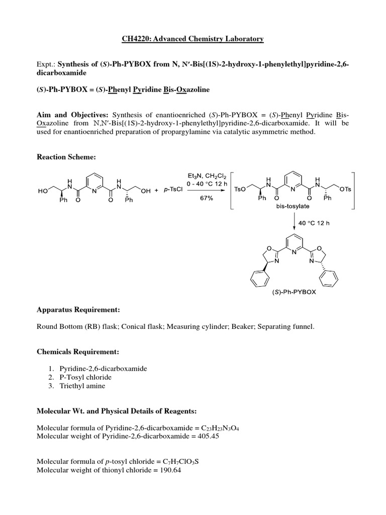 Experimental Procedure - (S) - Ph-PYBOX Synthesis | PDF | Thin Layer ...