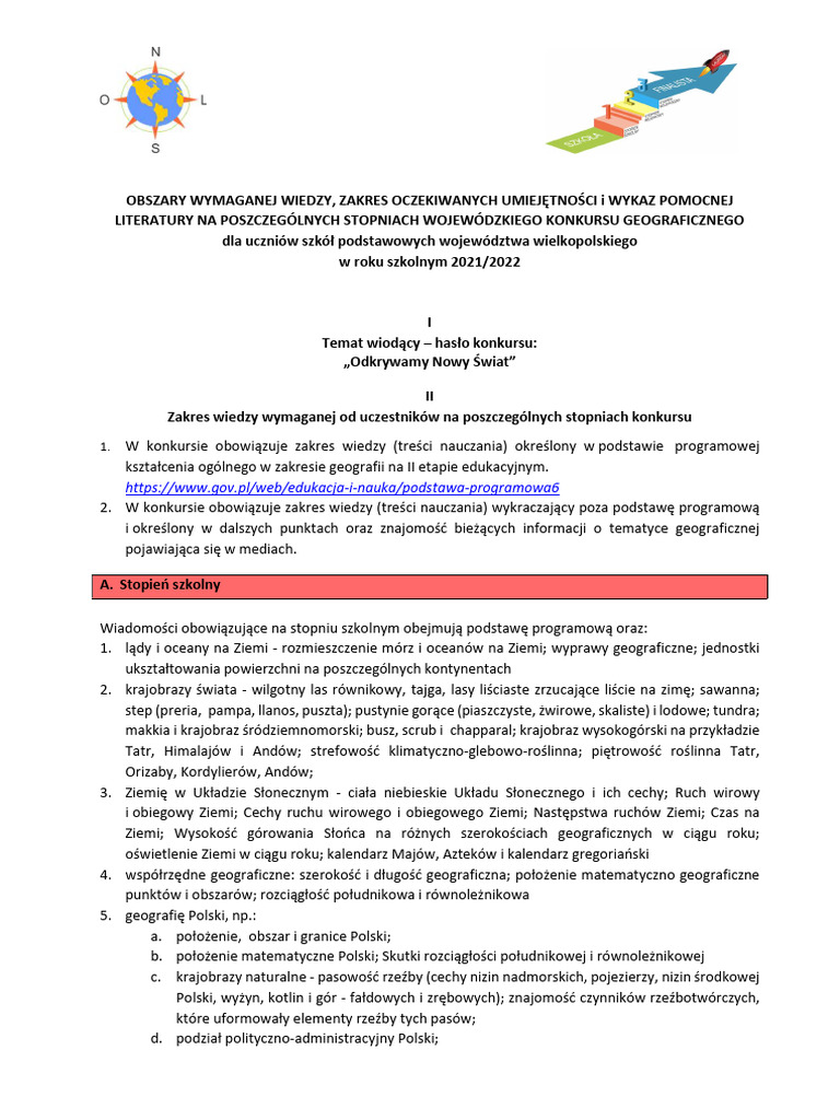 WKG Geografia Konkurs Wymagania 2021 2022 | PDF