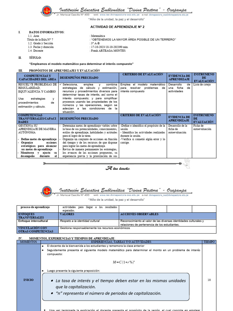 Sesion 2-U7 | PDF | Evaluación | Aprendizaje