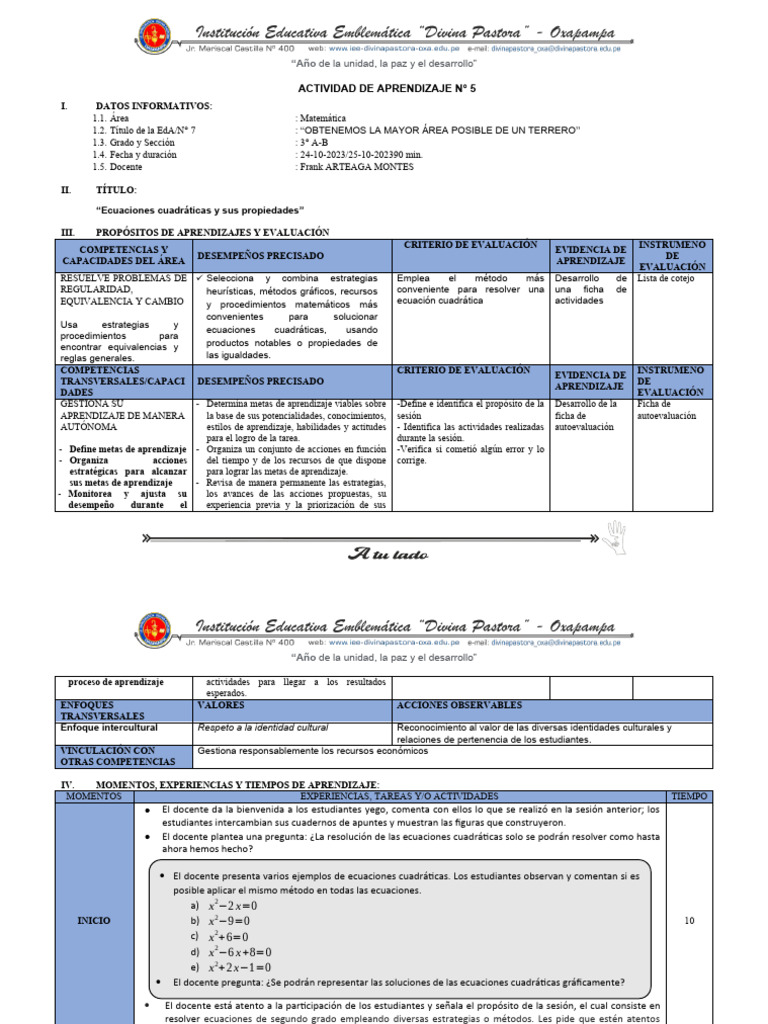 Sesion 5-U7 | PDF | Factorización | Ecuaciones