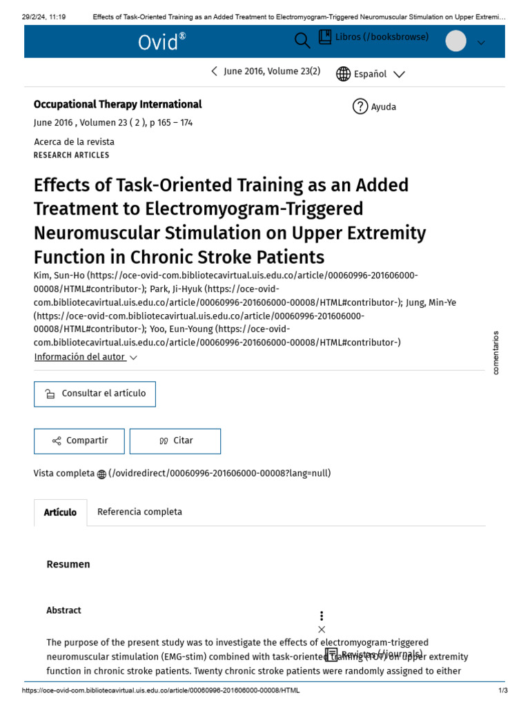 Effects of Task-Oriented Training As An Added Treatment To Electromyogram | PDF | Neuroscience ...