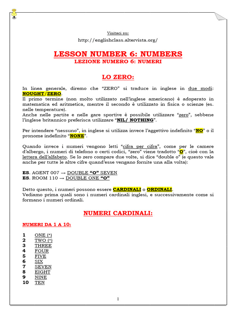 6) Numeri - Numbers | PDF