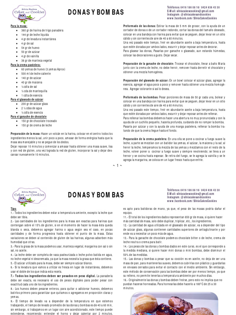 Recetario - Donas y Bombas | PDF | Panes | Leche