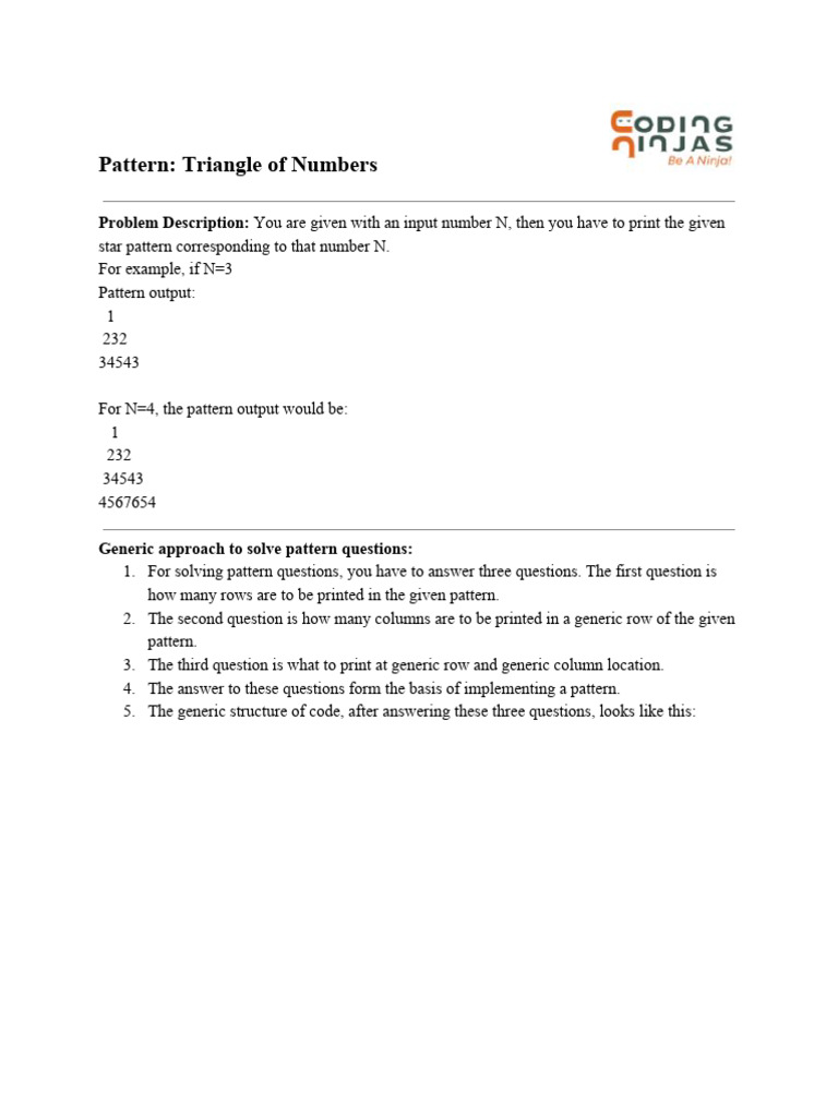 7.1. Pattern - Triangle of Numbers Hint | Download Free PDF | Computer ...