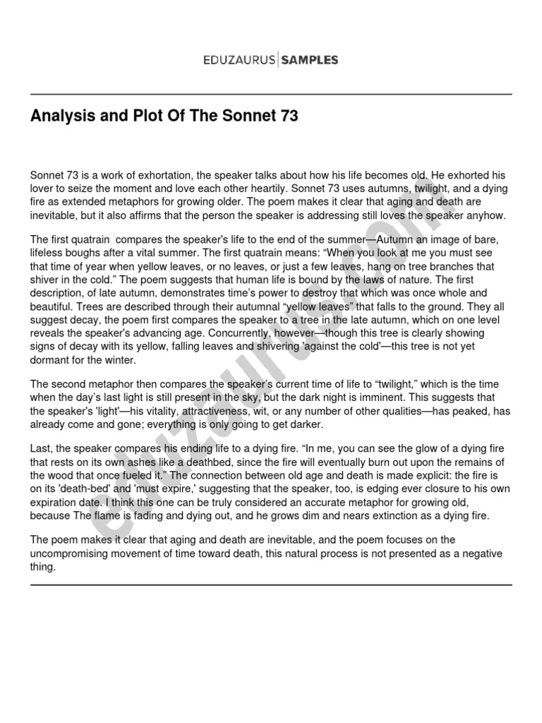 Analysis of Shakespeare's Sonnet 73 | PDF | Poems | Poetry