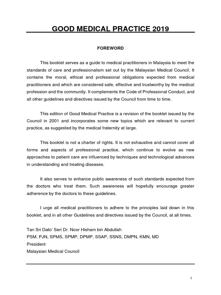 Good Medical Practice 2019 | PDF | Medical Prescription | Physician