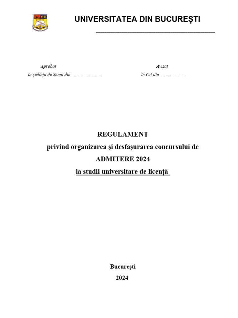 Regulament Admitere Licenta 2024 1 | PDF