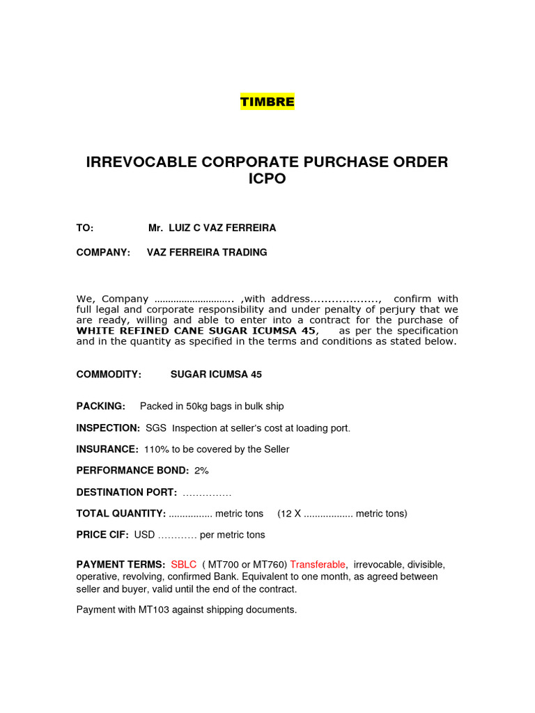 Icpo Modelo 1 | PDF | Letter Of Credit | Economies