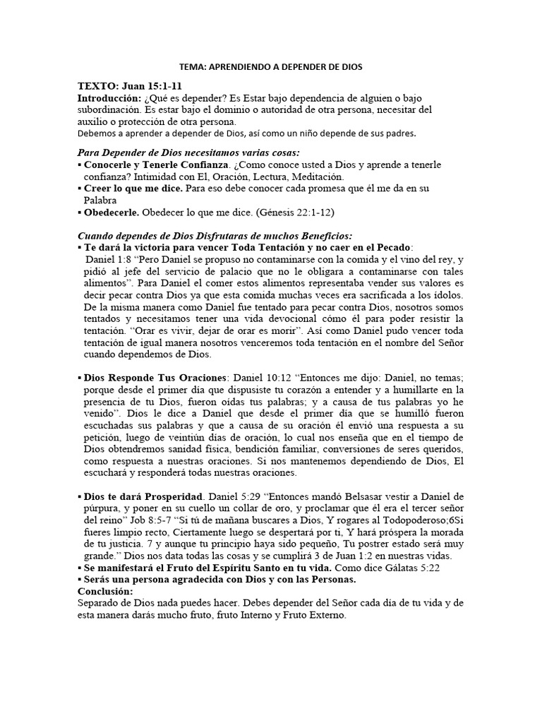 Aprendiendo a Depender de Dios | PDF | Oración | Dios