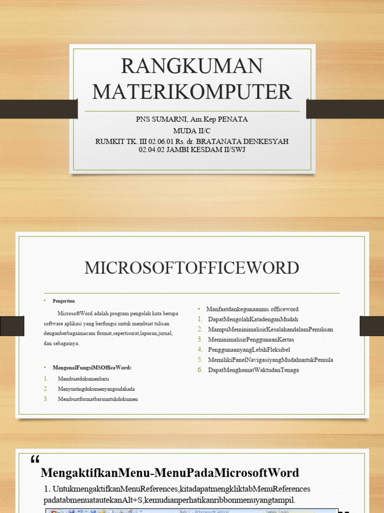 Rangkuman Materi Komputer Pns Sumarni, Am - Kep Rs - TK III 02.06.01 Rs. Dr. Bratanata Jambi ...