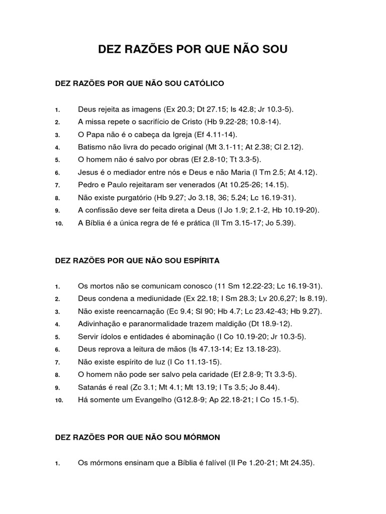 Dez Razões Por Que Não Sou | PDF | A Igreja de Jesus Cristo dos Santos ...
