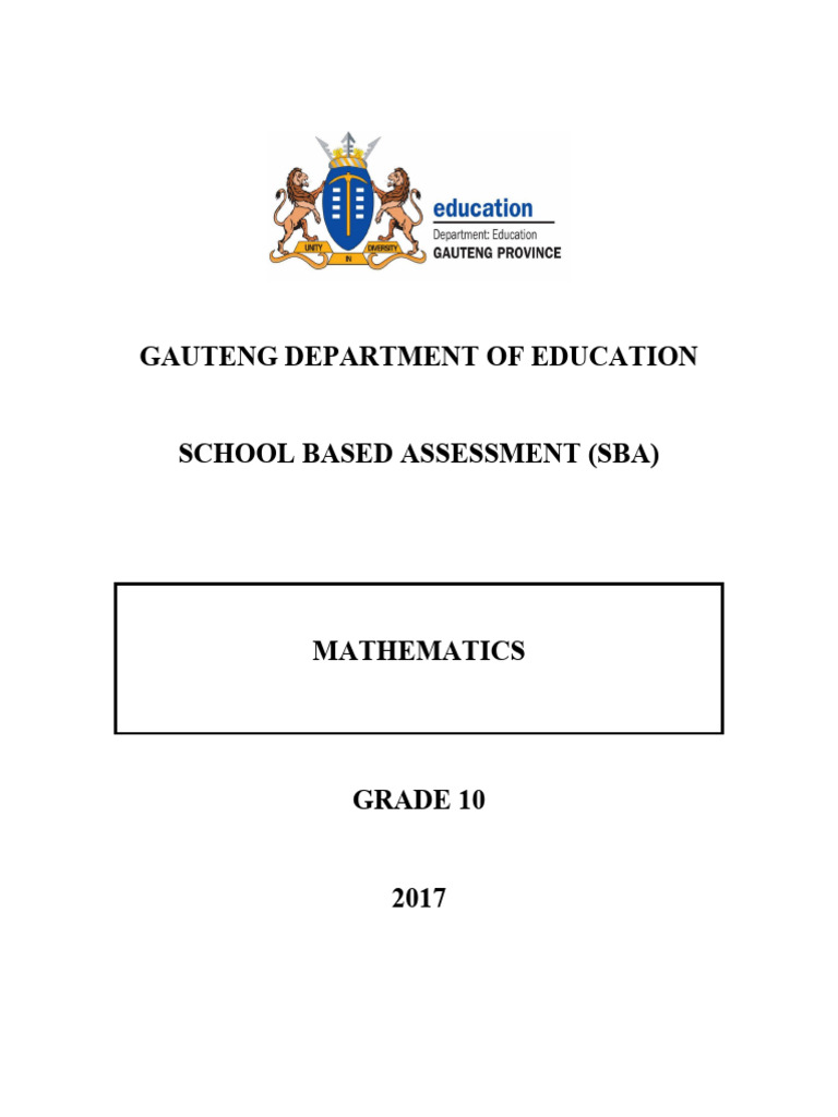 2017 Mathematics Grade 10 Sba | PDF | Educational Assessment | Learning