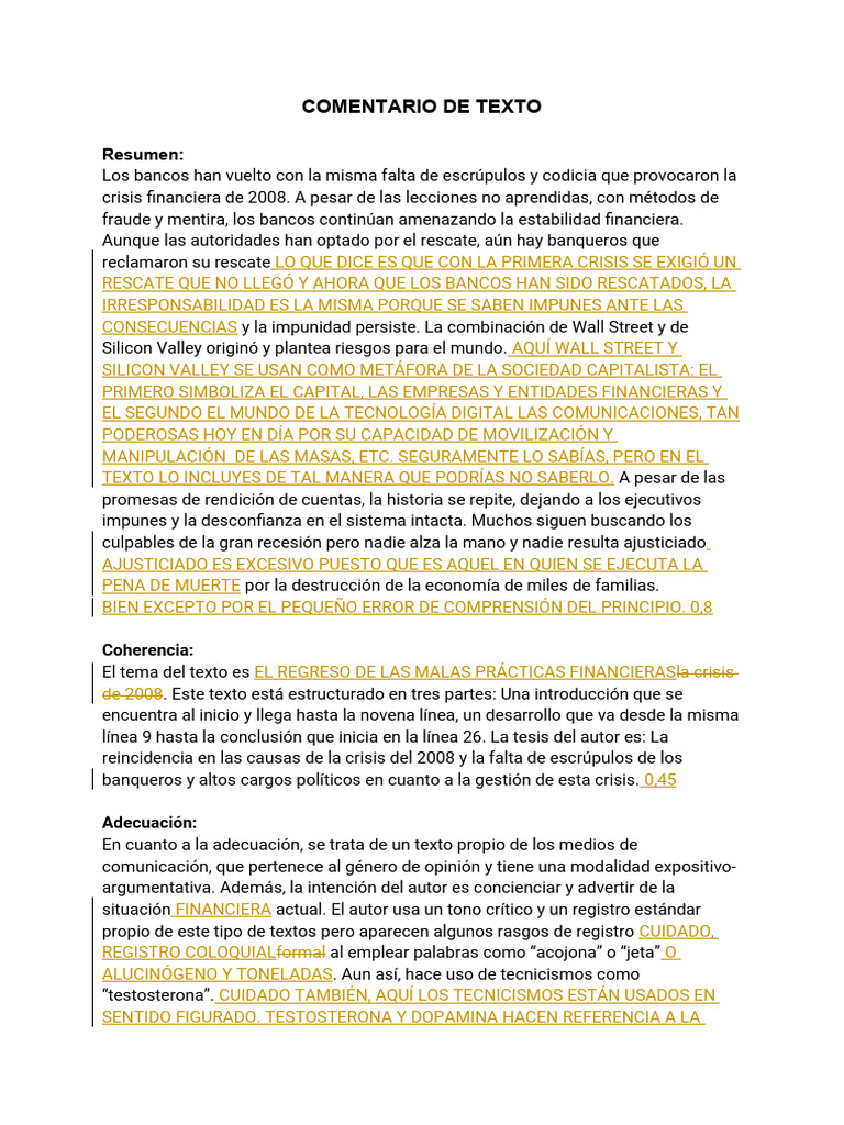 Comentario Completo (Resumen, Propiedades, Comentario Crítico) | PDF