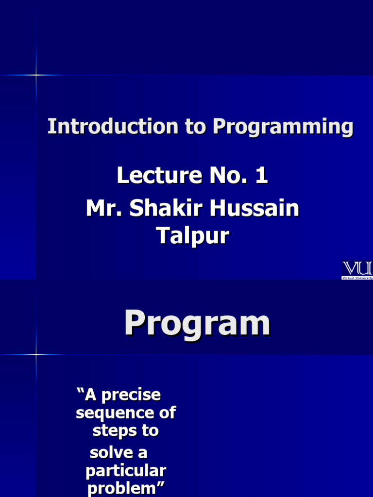 Introduction To Programming Cs201 Power Point Slides Lecture 01 Pdf 5390
