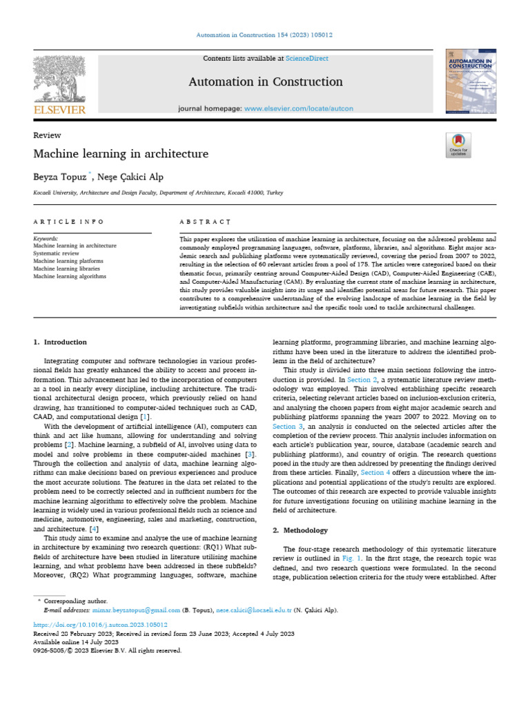 Machine Learning in Architecture | PDF