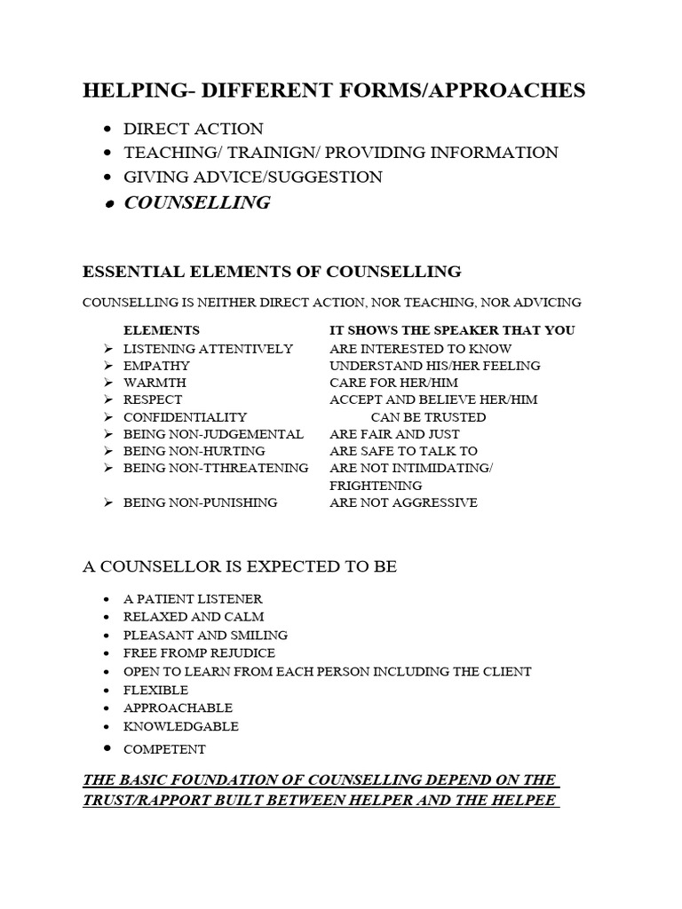 HELPING Handout | PDF | Feeling | Nonverbal Communication