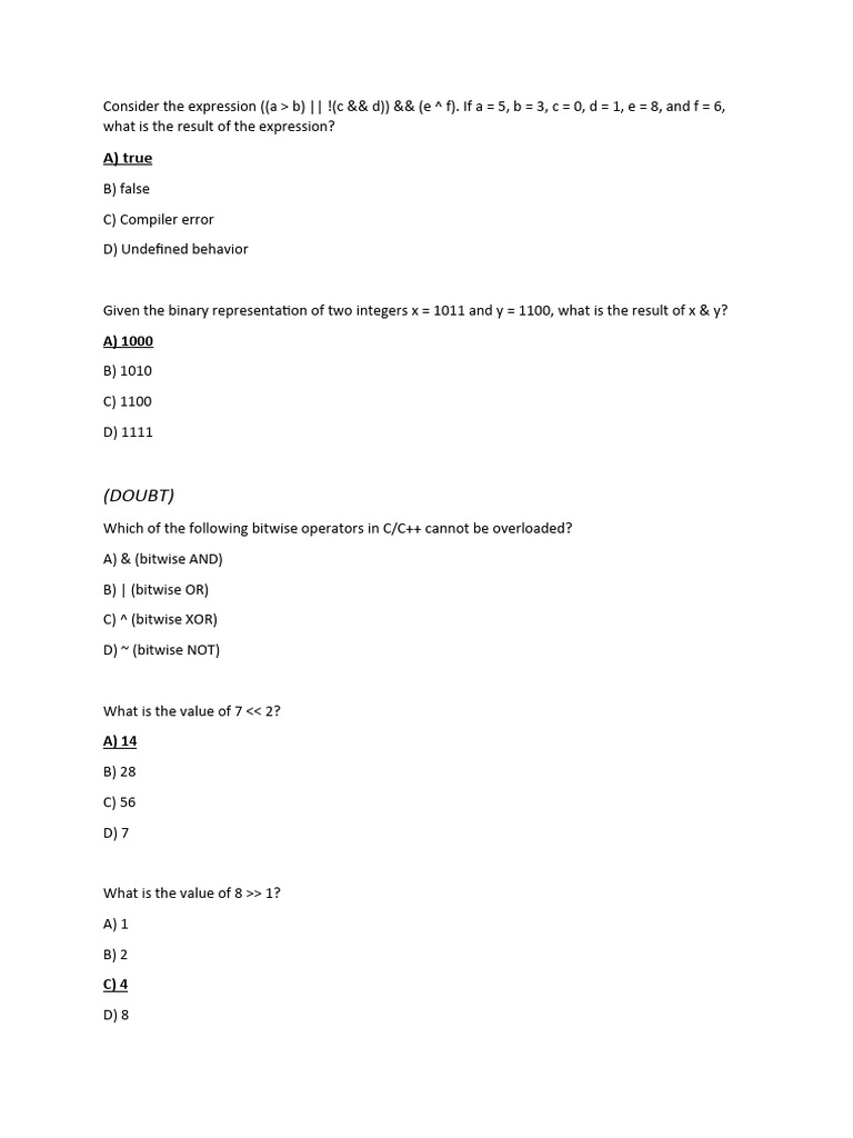 E21CSEU0861 Operators MCQ Week-2 Sol | PDF | Arithmetic | Theory Of Computation
