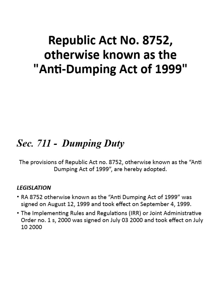 Anti Dumping (Autosaved) | PDF | Dumping (Pricing Policy) | Economies