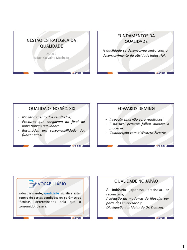 7 Aula 1 Slides - Aula 1 - Gestão Estratégica Da Qualidade - Profº Rafael Carvalho Machado | PDF ...
