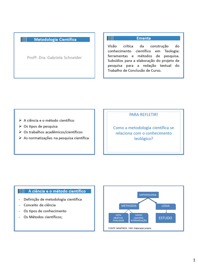 9 Aula 1 Slides Aula 1 Metodologia Científica Prof Gabriela