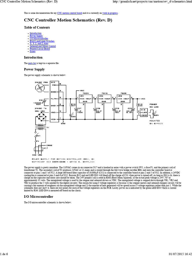 CNC Controller Motion Schematics Rev. D | PDF | Power Supply | Rectifier