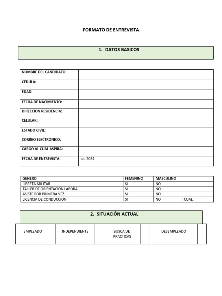 Formato de Entrevista Laboral Detallado | PDF