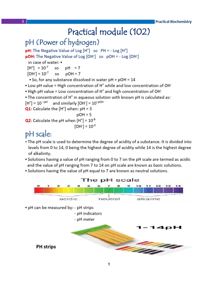 Practical Module 102 Buffers | PDF | Acid | Ph