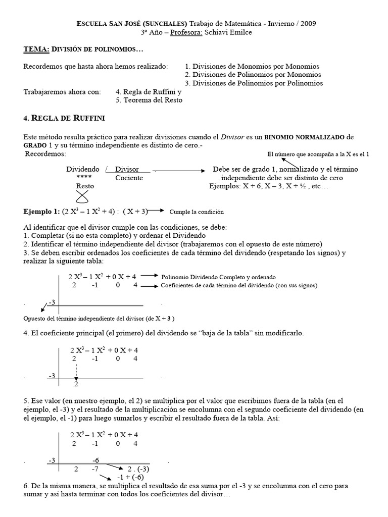 Division de Polinomios | PDF | División (Matemáticas) | Ciencia ...