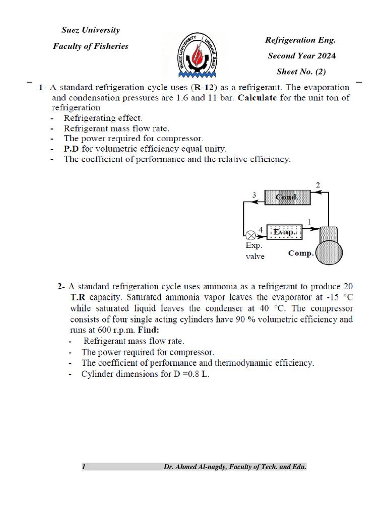 Sheet No. (2) Ref. | PDF | Refrigeration | Chemistry