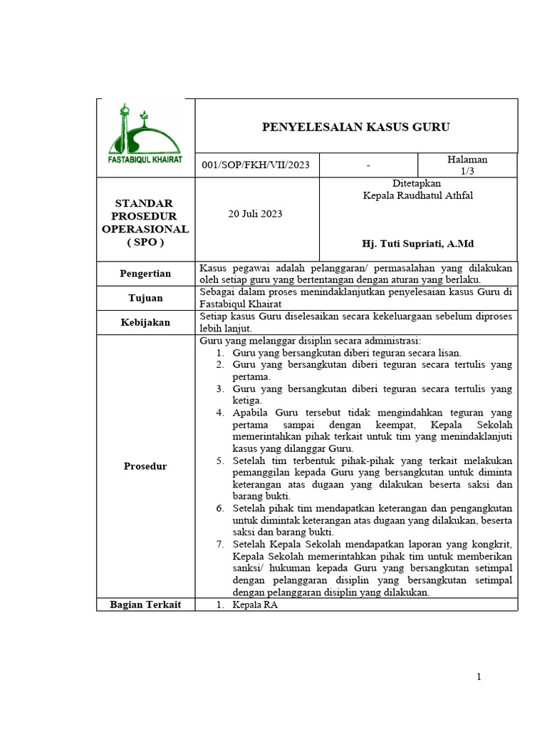 SOP Personalia RA | PDF