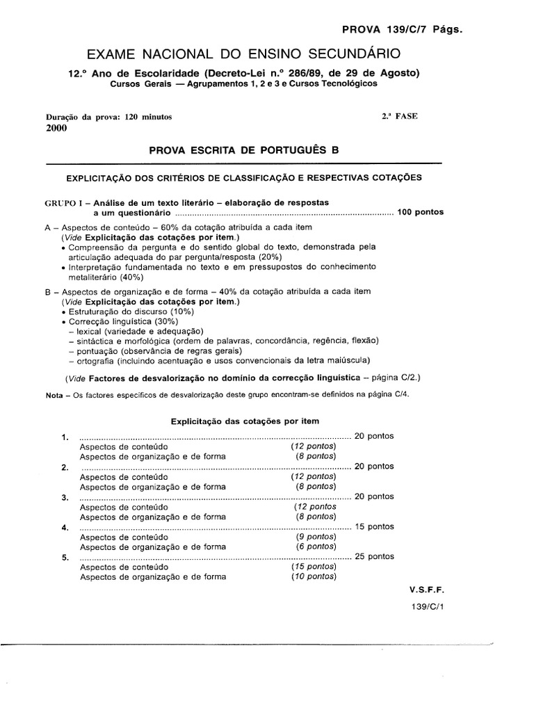 PortuguesB139 Criterios 00 Fase2 | PDF