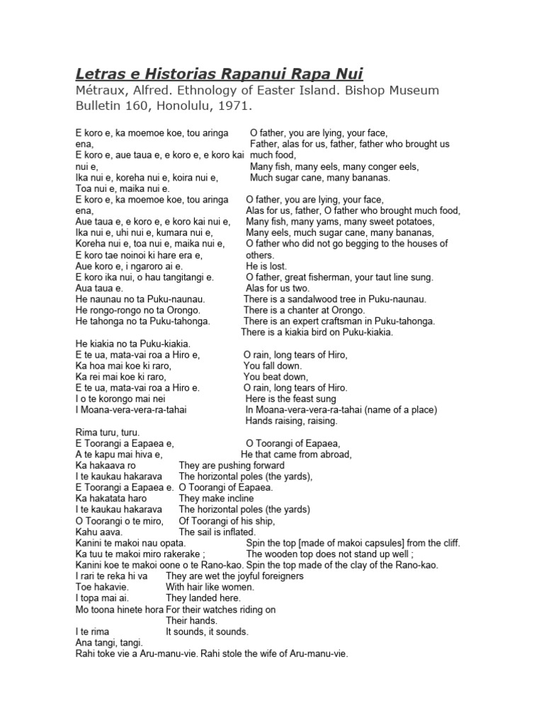 Letras e Historias Rapa Nui | PDF | Foreign Language Studies